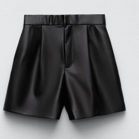 Zara | Shorts | Zara Faux Leather Pleated Shorts | Poshmark